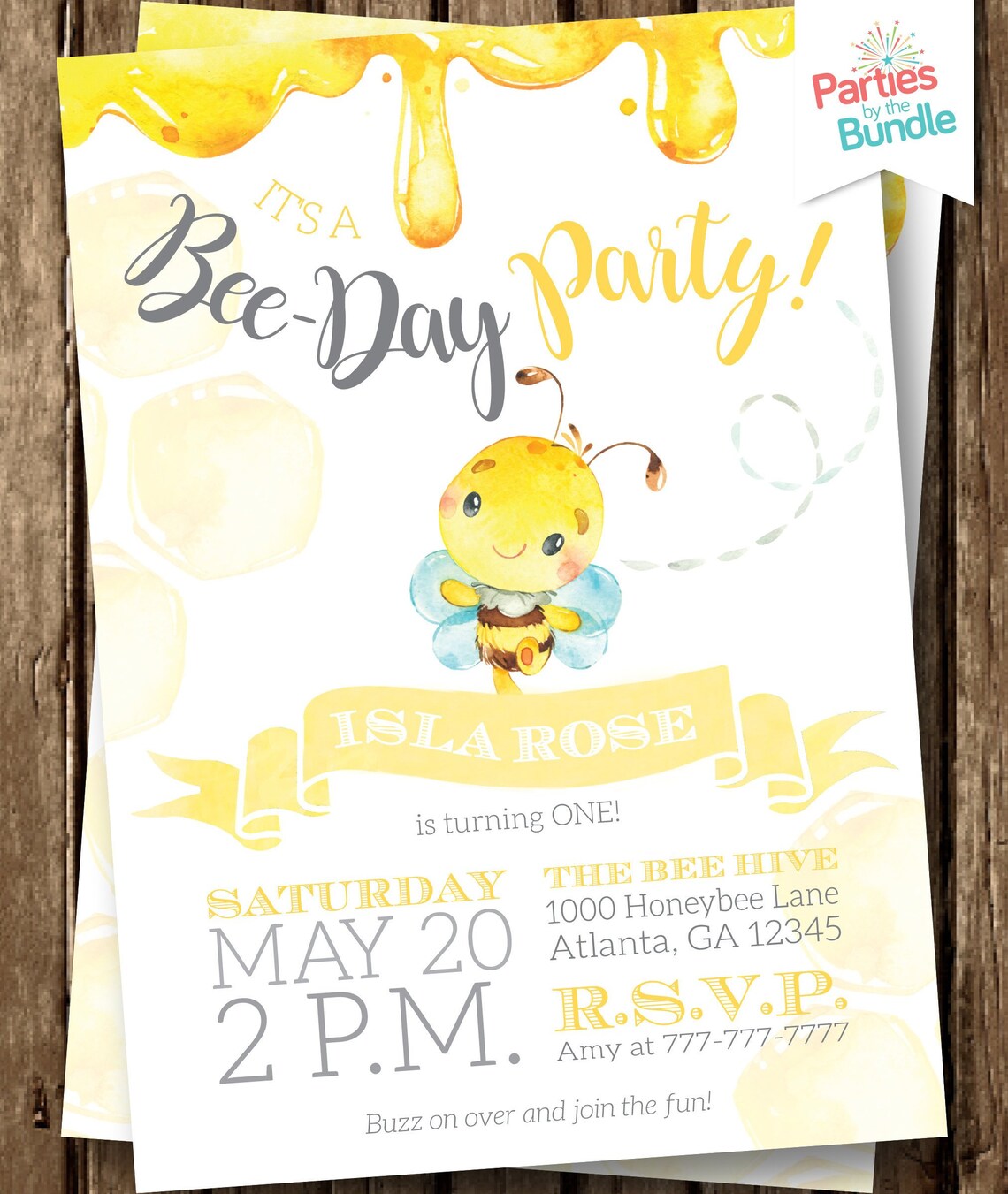 Bee Party Bee Birthday Invite Bee Party Invite Black and | Etsy