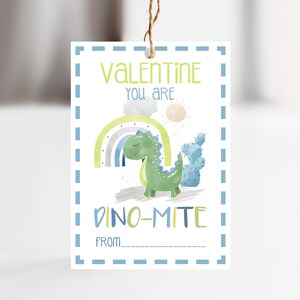 Printable Valentine's Day Gift Tag, Dinosaur Valentine Favor Tag ...