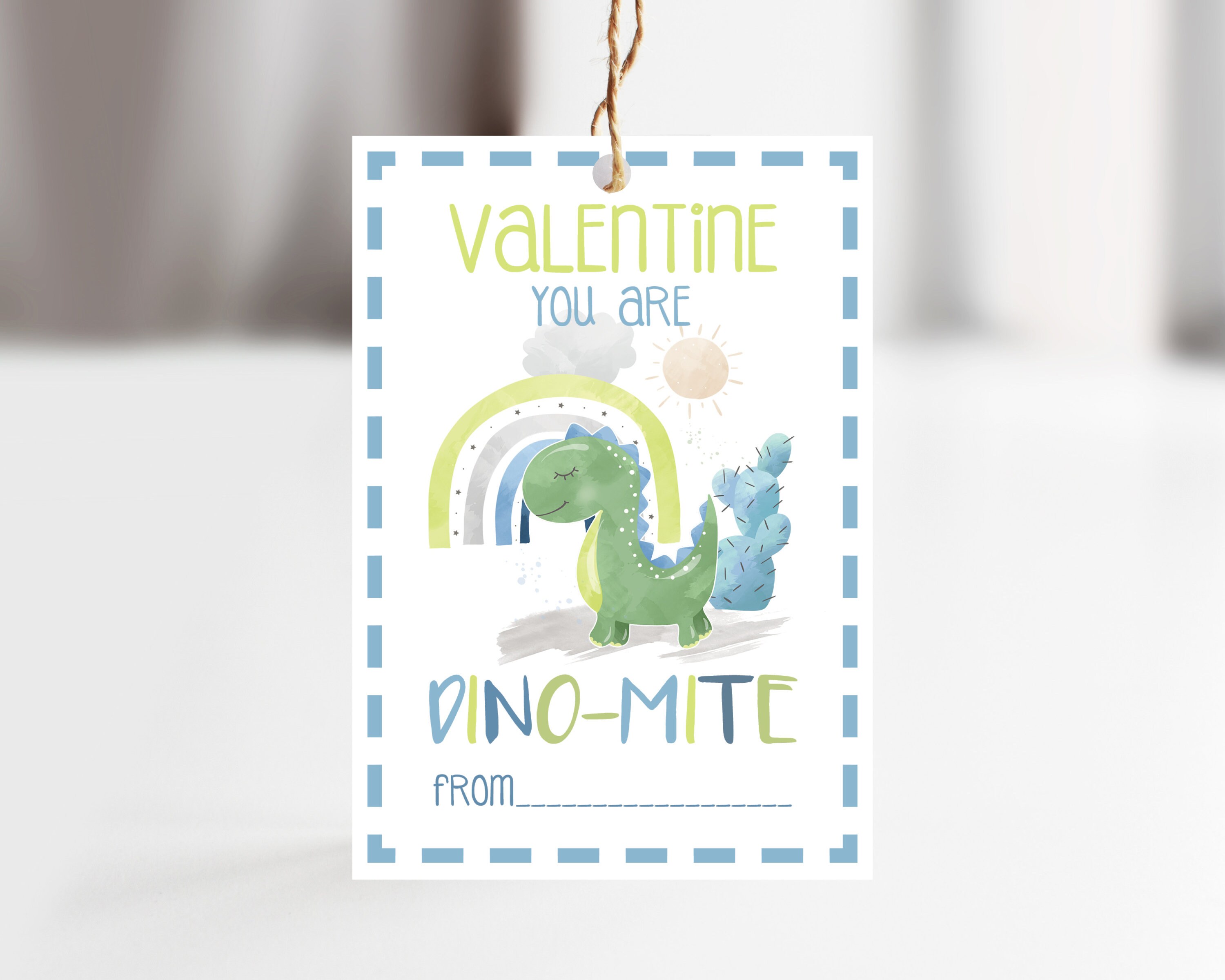 Printable Valentine's Day Gift Tag Dinosaur Valentine | Etsy