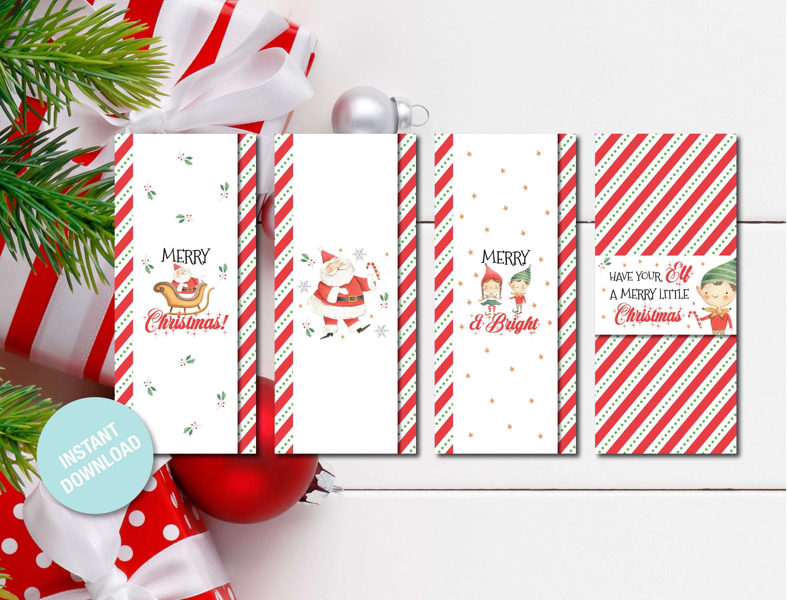 Santa Claus Mini Candy Bar Wrappers Christmas Favor Candy Bar - Etsy