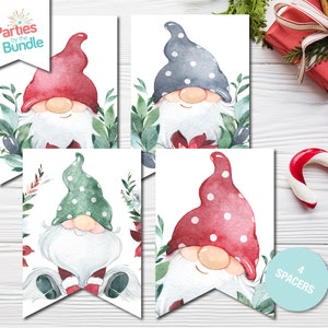 Gnome Christmas Decorations, Party Banner, Christmas Bunting, Party ...