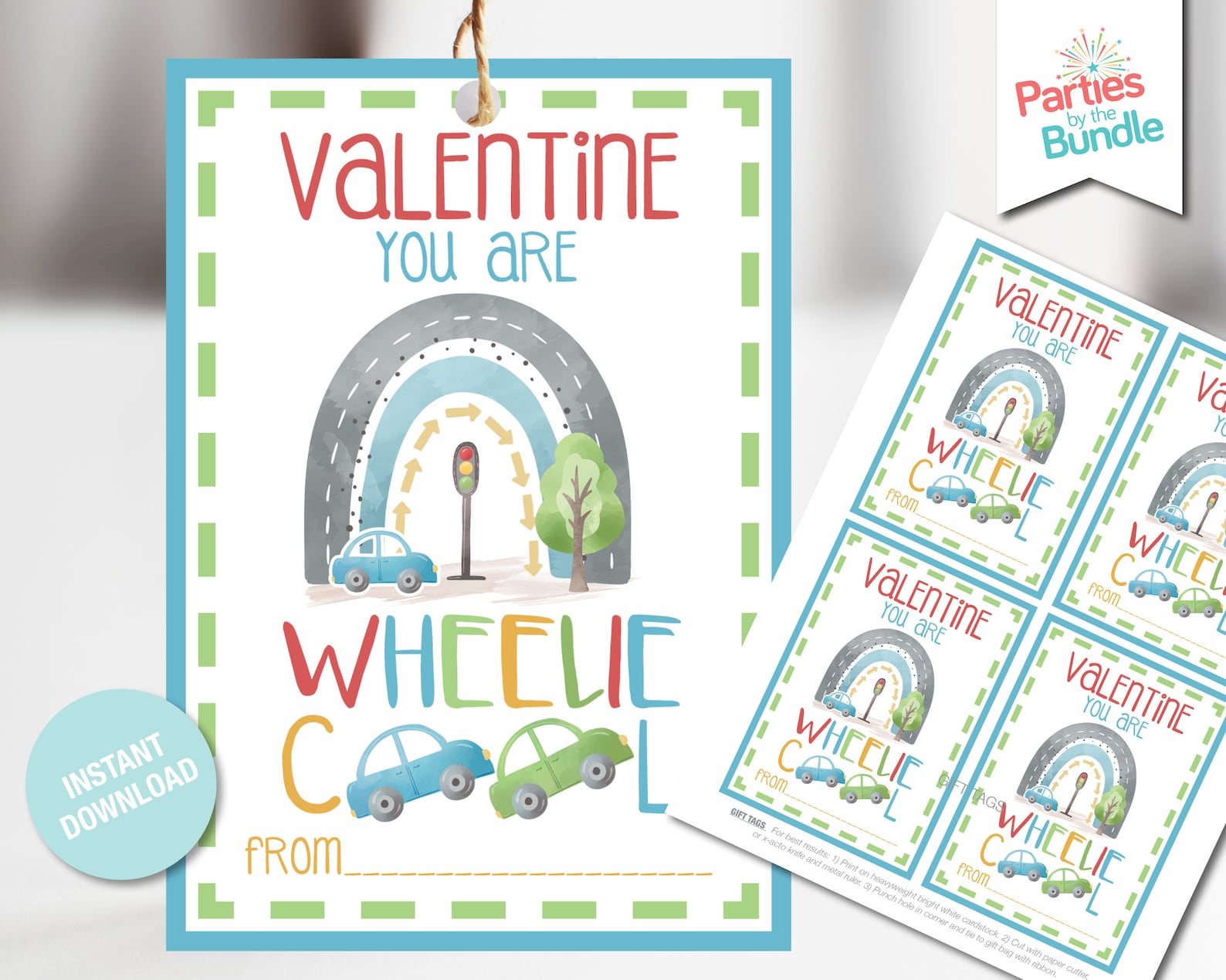 Printable Valentine's Day Gift Tag Car Valentine Favor - Etsy