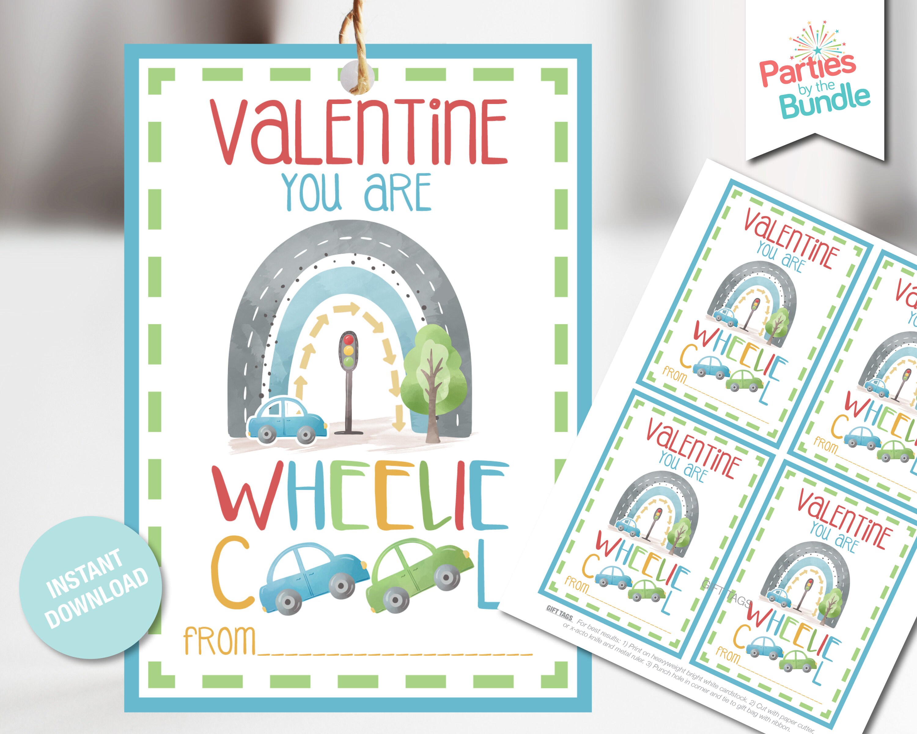 Printable Valentine's Day Gift Tag, Car Valentine Favor Tag, Printable ...