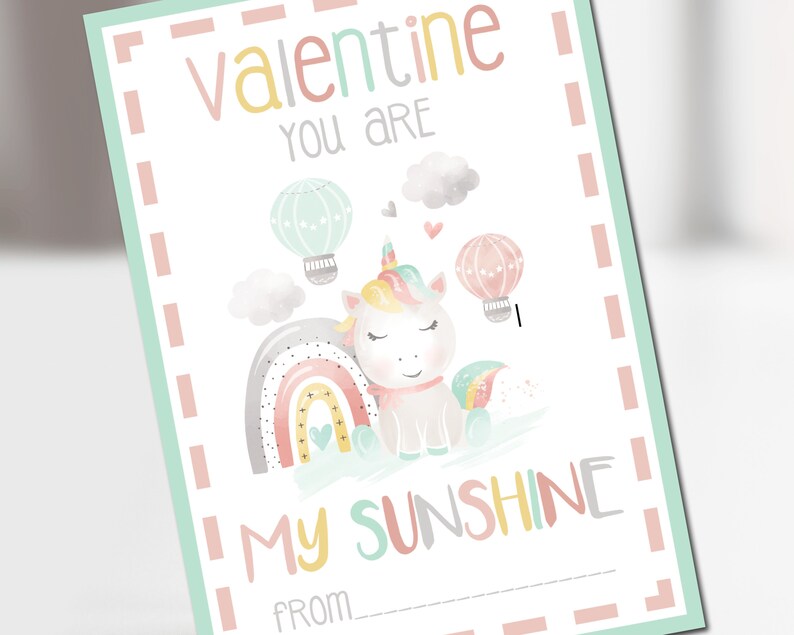 Printable Valentine's Day Gift Tag Rainbow Unicorn - Etsy