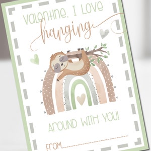 Printable Valentine's Day Gift Tag, Sloth Valentine Favor Tag ...
