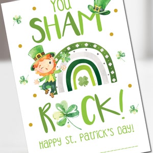 Printable St. Patrick's Day Gift Tag, Shamrock Rainbow Favor Tag ...