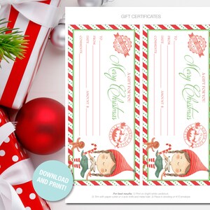 Printable Christmas Gift Certificate, Elf Gift Voucher, Gift Card ...