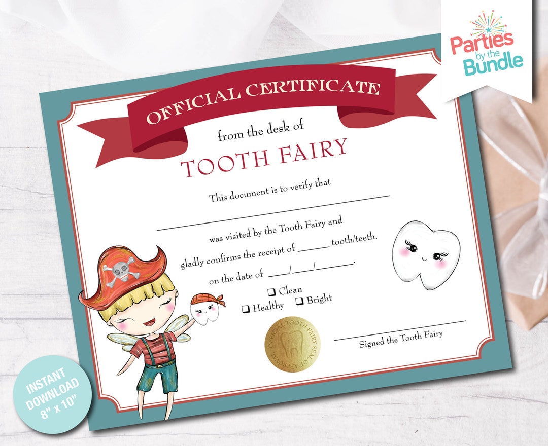 Tooth Fairy Certificate for Boy, Tooth Fairy Receipt, Lost Tooth ...