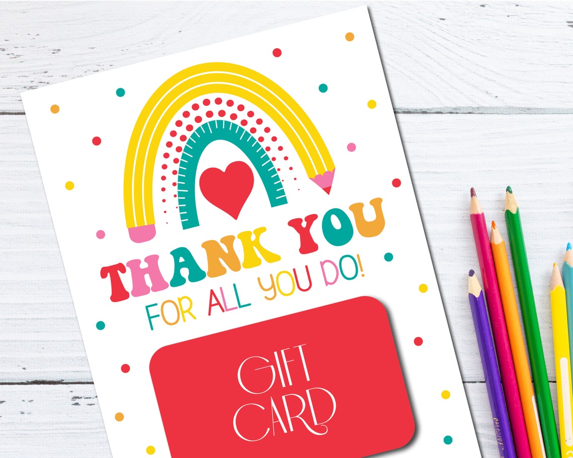 Teacher Appreciation Gift Card Holder: Printable Thank You Gift ...