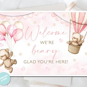 Teddy Bear Baby Shower Yard Sign, Pink Teddy Bear Party Decorations ...