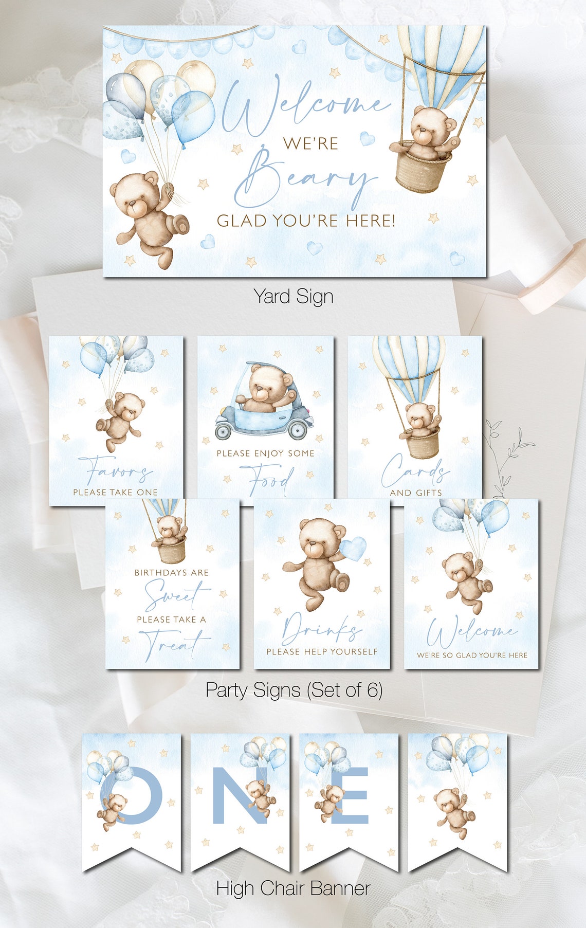 Teddy Bear Printable Birthday Party Bundle Party Pack Kit | Etsy