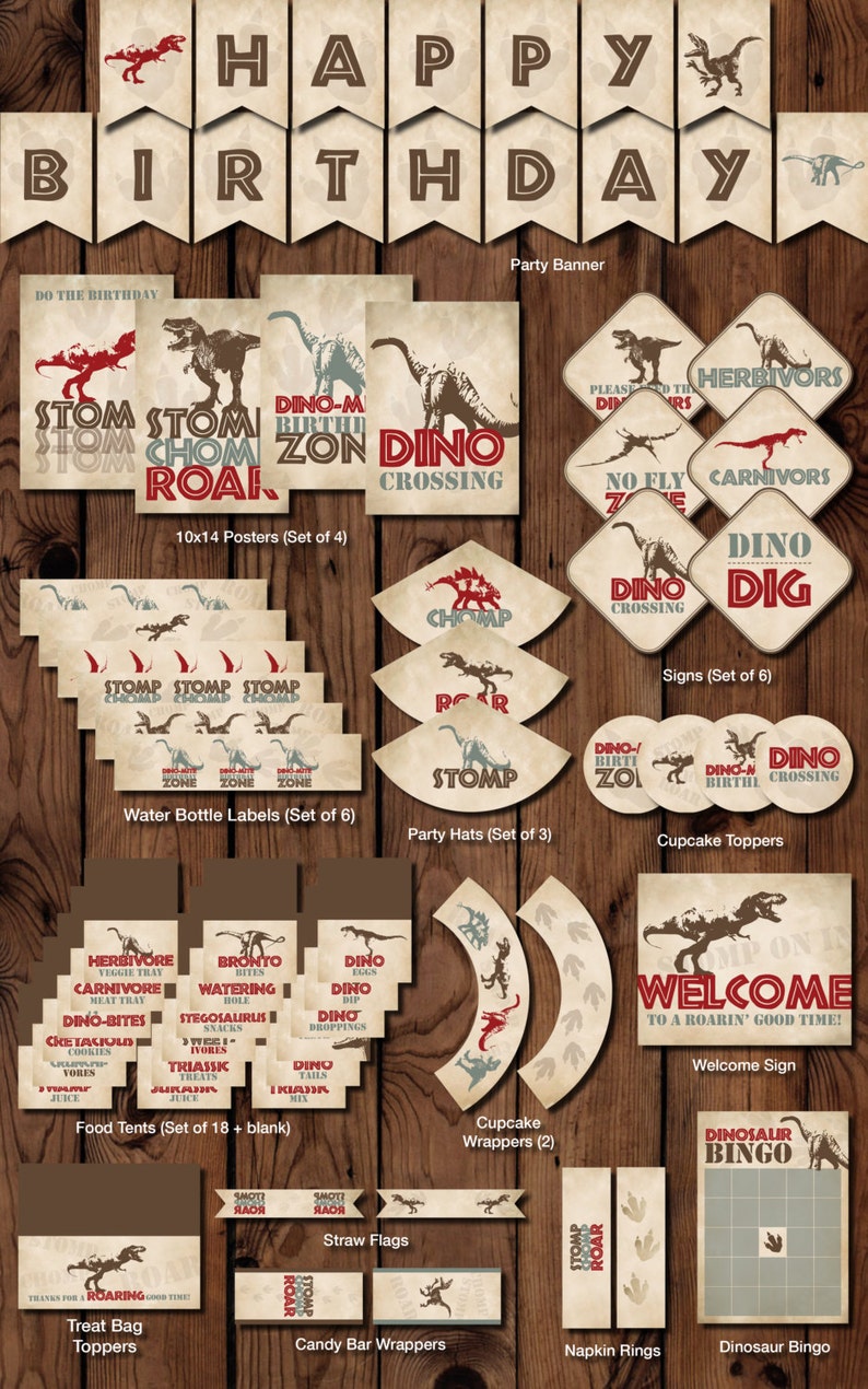 Dinosaur Printable Party Dinosaur Printable Birthday Party | Etsy