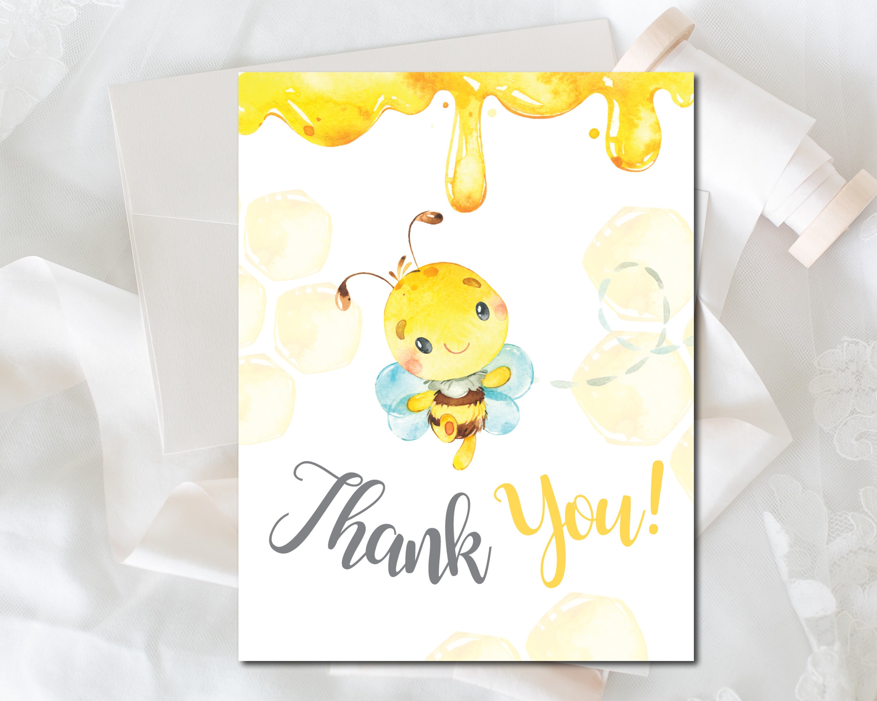 Bee Day Party Thank You Note Thankyou Bee Printables Bee - Etsy