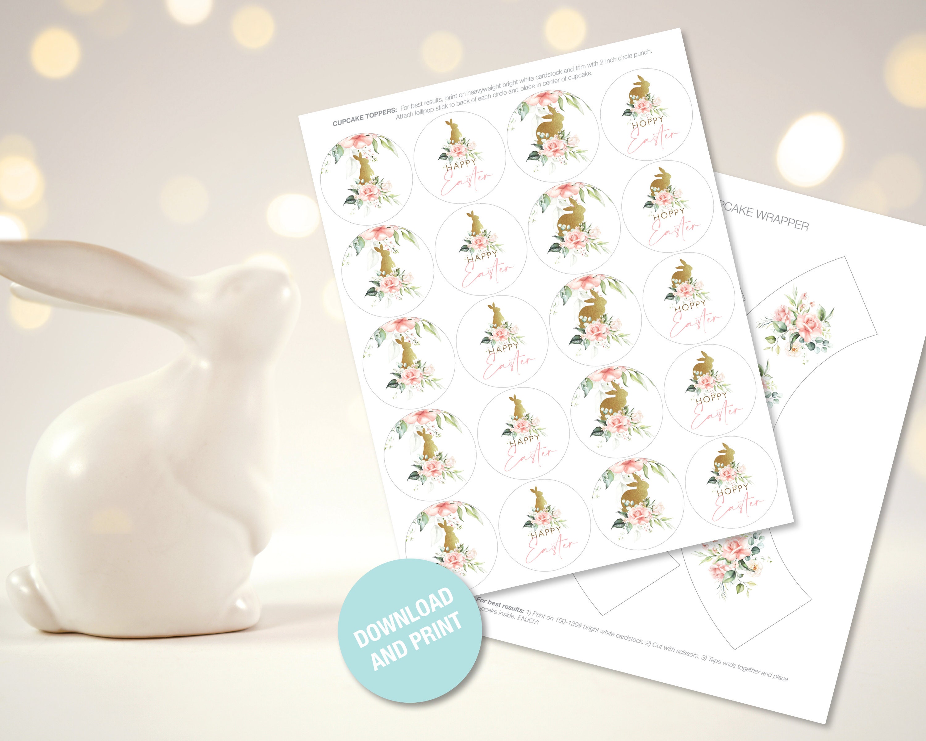 Easter Bunny Cupcake Toppers, Easter Printables, Easter Cupcake ...