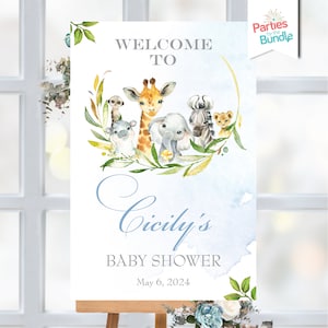 Safari Baby Shower Welcome Sign | Little Wild One Easel Decoration ...