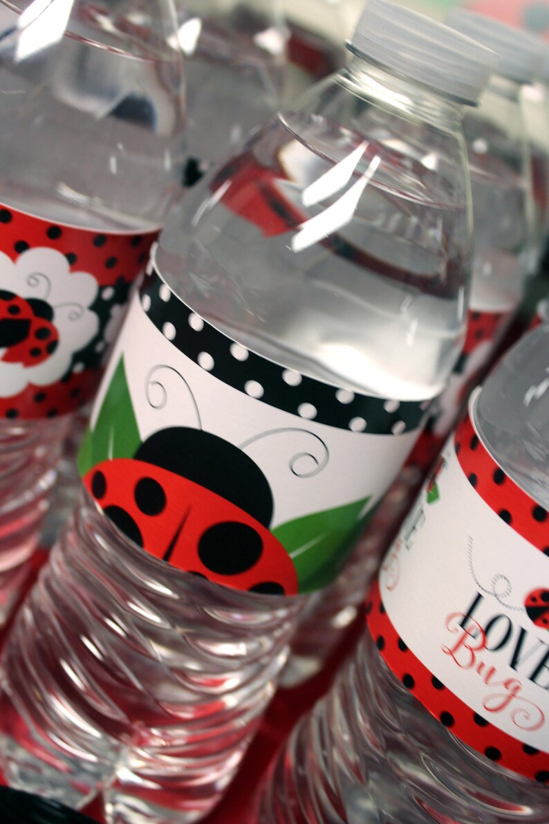 Ladybug Water Bottle Labels Ladybug Baby Shower Printables - Etsy