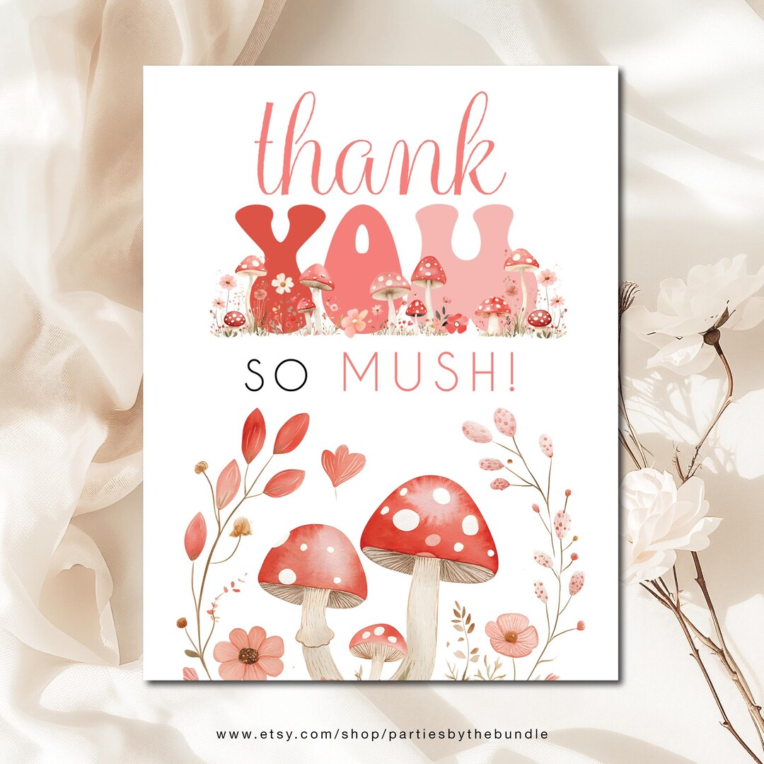 Mushroom Baby Shower Thank You Note Card (instant Download) M27 MB2 - Etsy