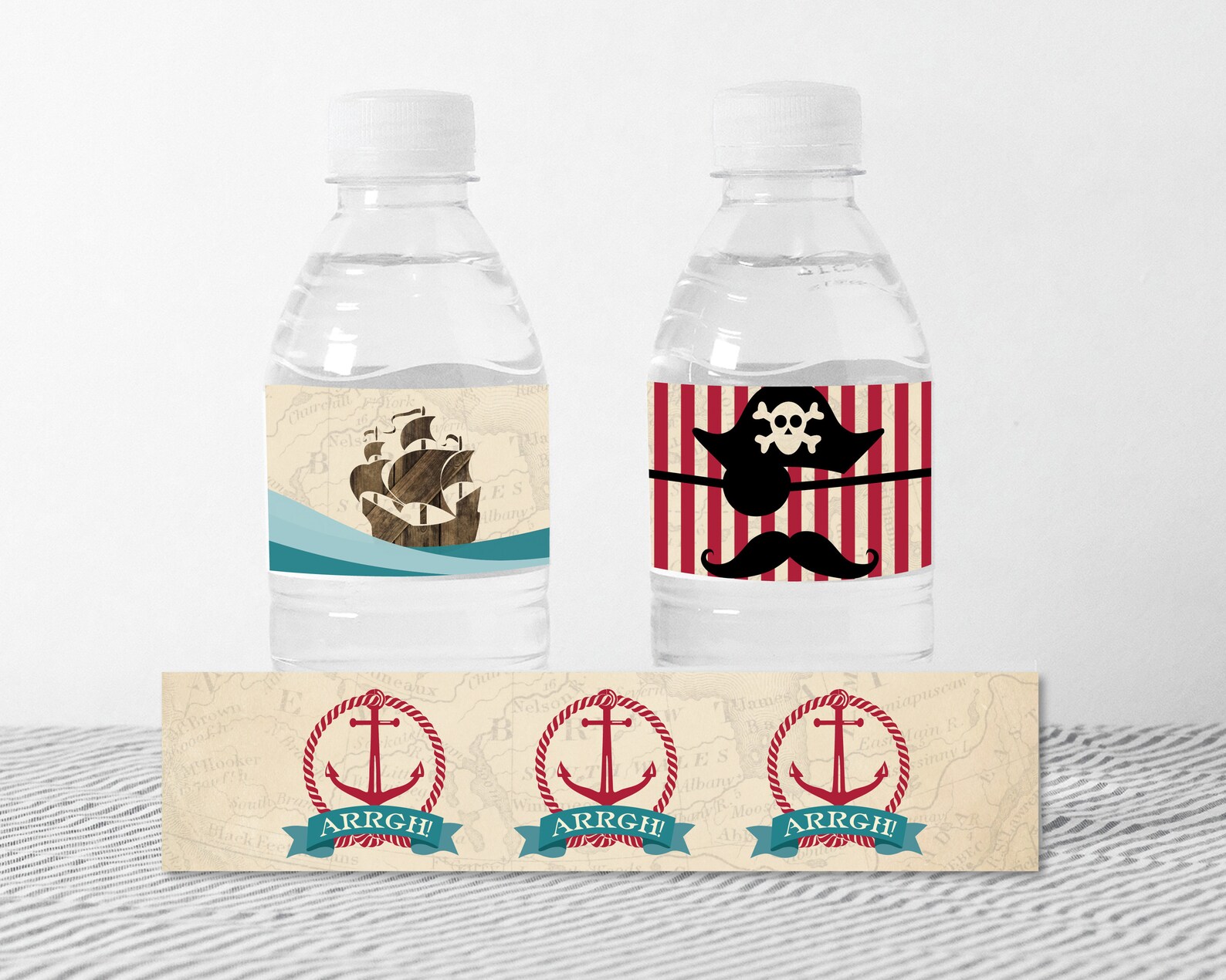 Water Bottle Labels, Pirate Water Bottle Labels, Drink Labels, Pirate ...