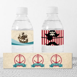Water Bottle Labels, Pirate Water Bottle Labels, Drink Labels, Pirate ...