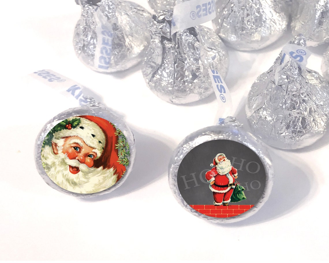 Santa Kiss Stickers, Christmas Kiss Circles, Santa Printables ...