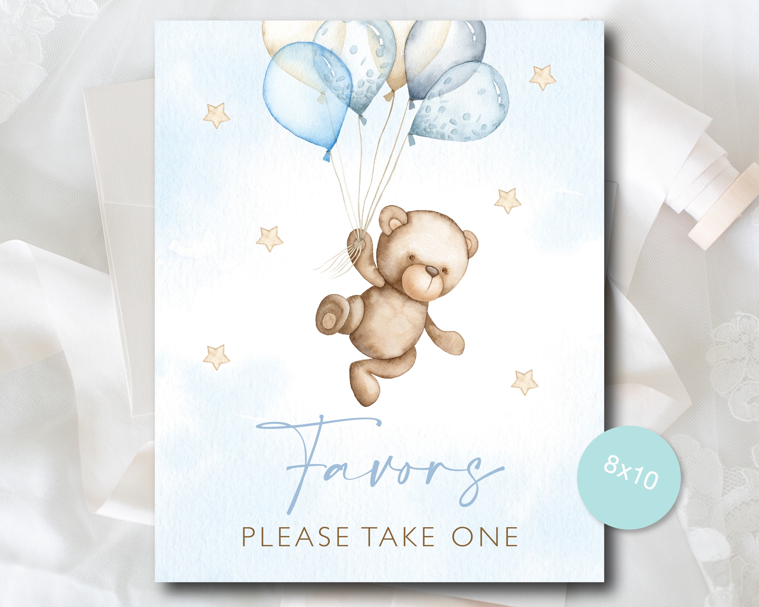 Teddy Bear Baby Shower Table Signs Blue Teddy Bear - Etsy
