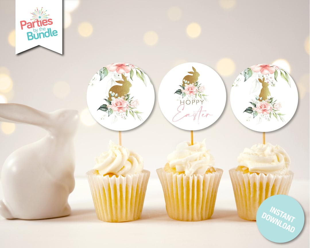 Easter Bunny Cupcake Toppers, Easter Printables, Easter Cupcake ...