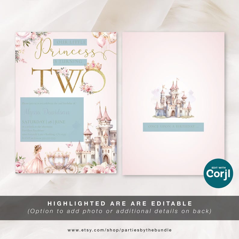 Princess 2nd Birthday Invitation: Fairytale Theme (corjl Template) P2 ...