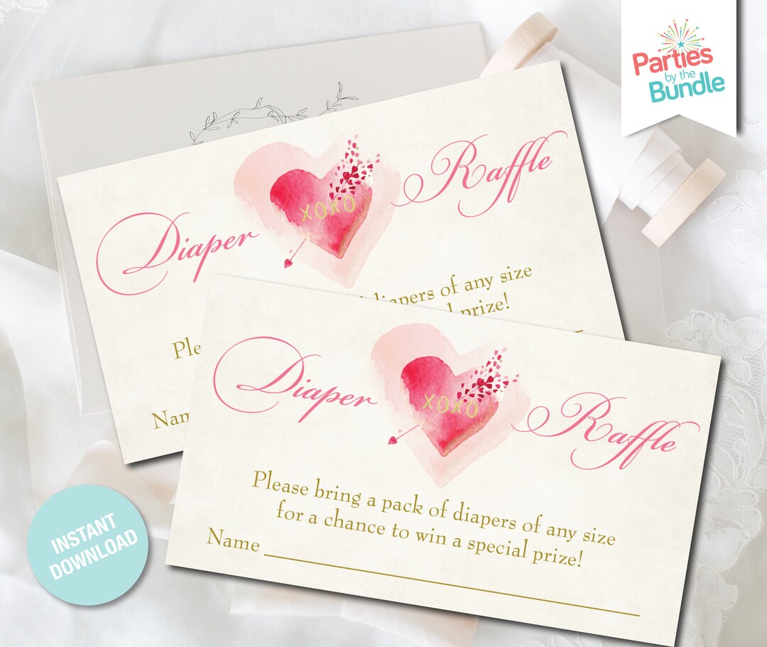 Diaper Raffle Ticket, Sweetheart Baby Shower, Printable Diaper Raffle ...