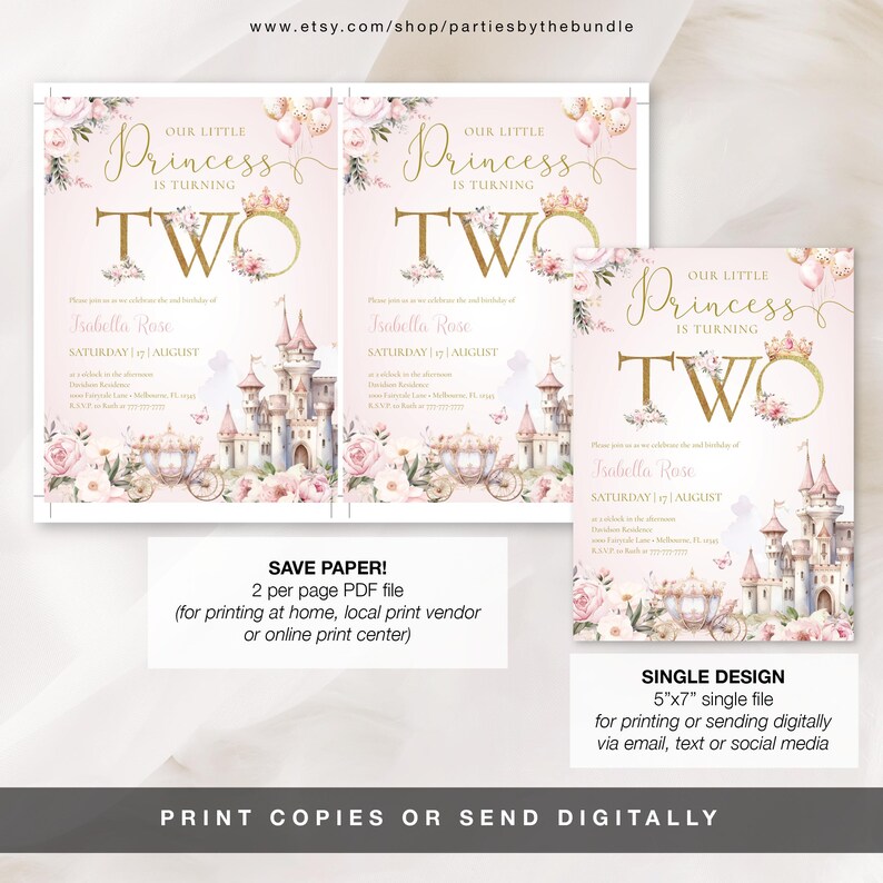 EDITABLE Princess 2nd Birthday Invitation | Fairytale Birthday Party ...