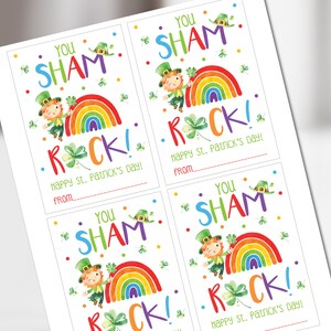 Printable St. Patrick's Day Gift Tag, Shamrock Rainbow Favor Tag ...