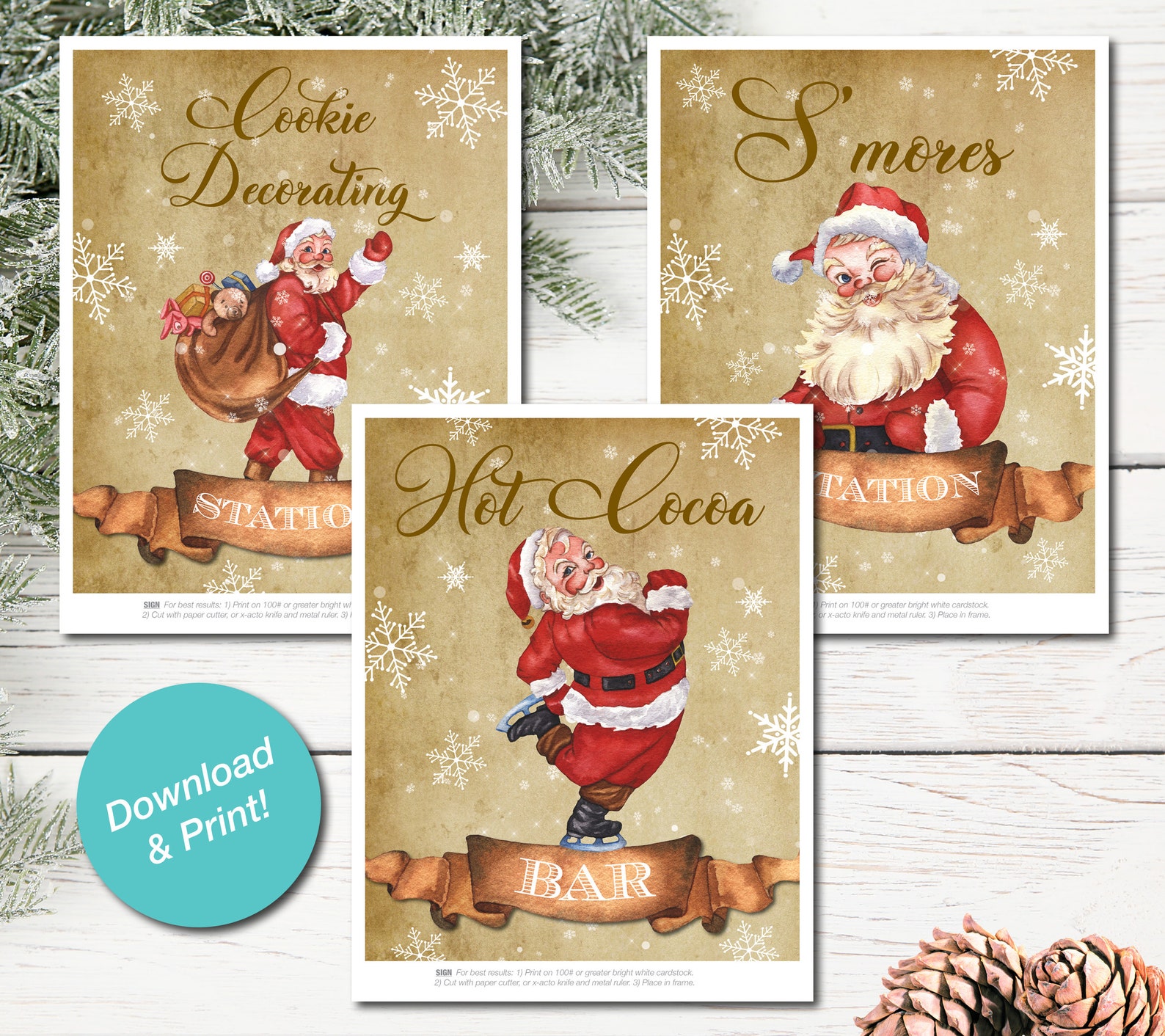 Printable Christmas Party Signs Set of 3 S'mores - Etsy