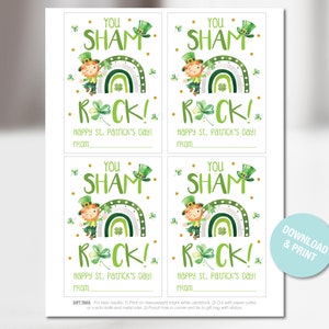 Printable St. Patrick's Day Gift Tag, Shamrock Rainbow Favor Tag ...