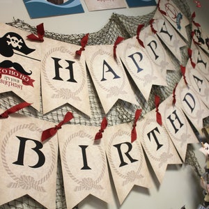 Pirate Birthday Party Printable Banner, Pirate Decorations, Birthday ...