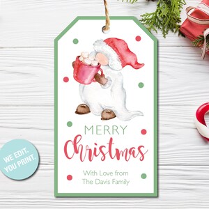 Christmas Gnomes Gift Tag | Printable Holiday Favor Label | DIGITAL FILE - Etsy
