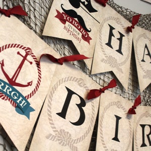 Pirate Birthday Party Printable Banner, Pirate Decorations, Birthday ...