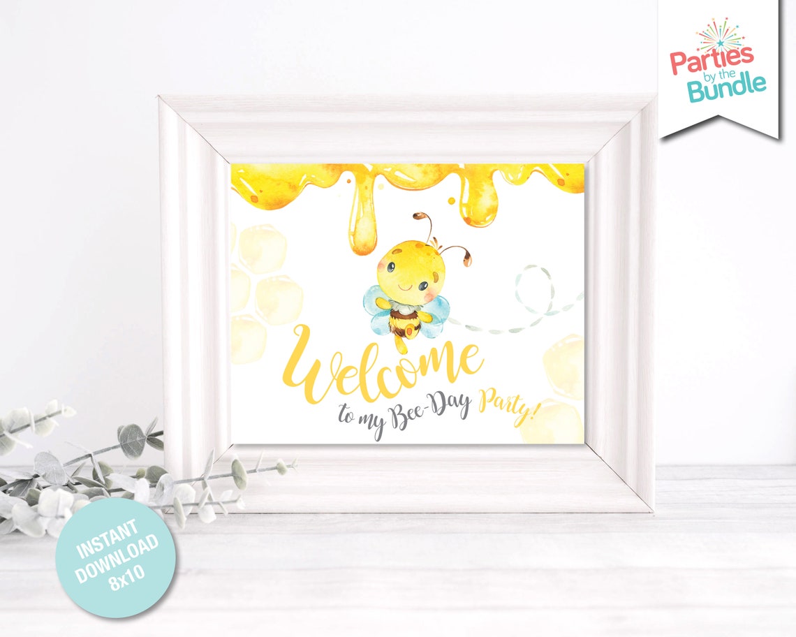 Bee Day Party Welcome Sign Bee Birthday Party Sign Bee - Etsy