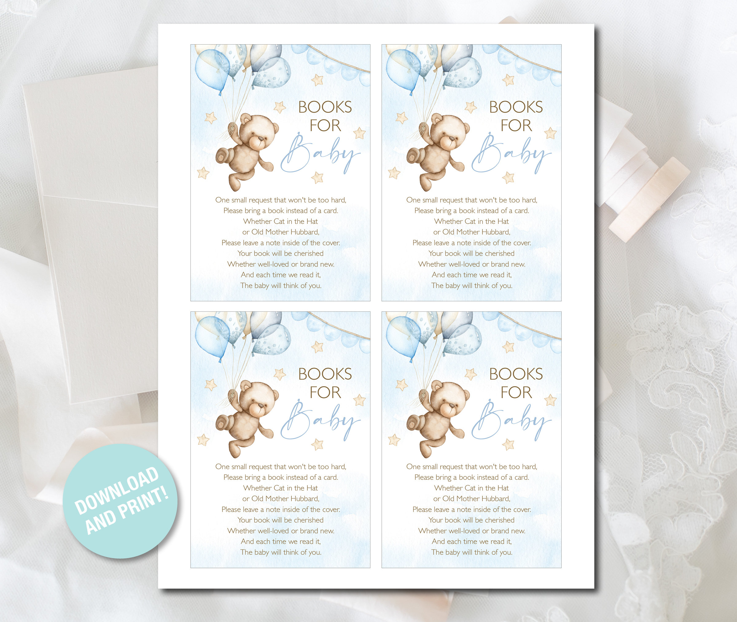 Books for Baby Card Teddy Bear Baby Shower Books for Baby - Etsy