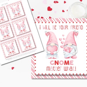 Printable Valentine's Day Gift Tag, Valentine's Favor Tag, Gnome ...