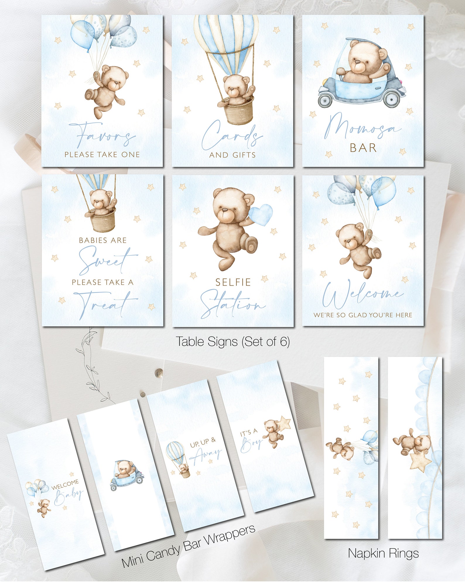 Teddy Bear Printable Baby Shower Bundle Party Pack Kit Party | Etsy