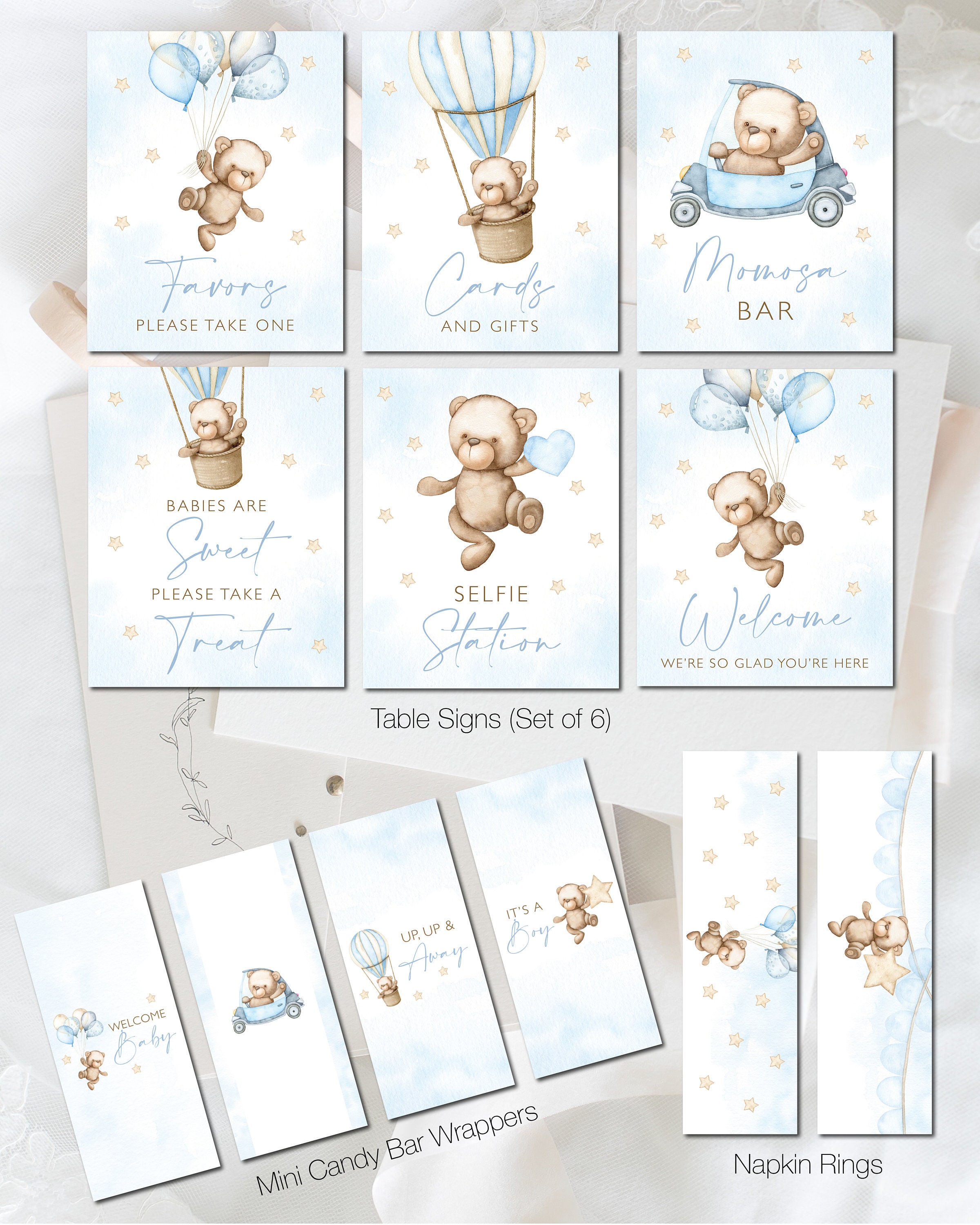 Teddy Bear Printable Baby Shower Bundle Party Pack Kit Party | Etsy