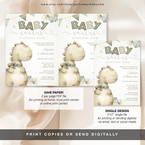 EDITABLE Dinosaur Baby Shower Invitation | Babysaurus Invite | Cute ...