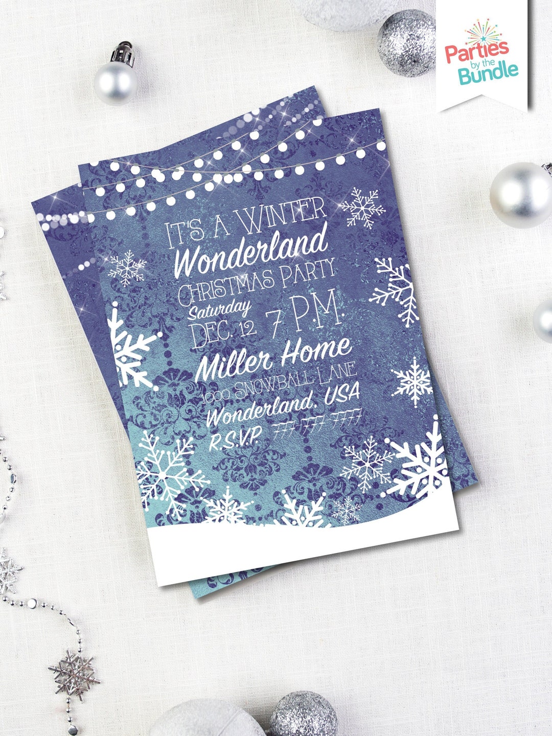 Winter Wonderland Christmas Invitation | Snowflakes Holiday Invite ...