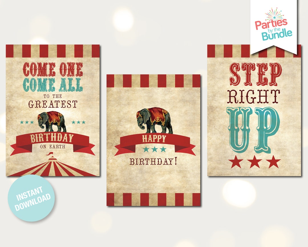 Circus Birthday Party Printable Poster Set Circus Decorations Greatest ...
