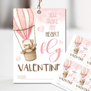 Printable Valentine's Day Gift Tag, Valentine Favor Tag, Teddy Bear ...