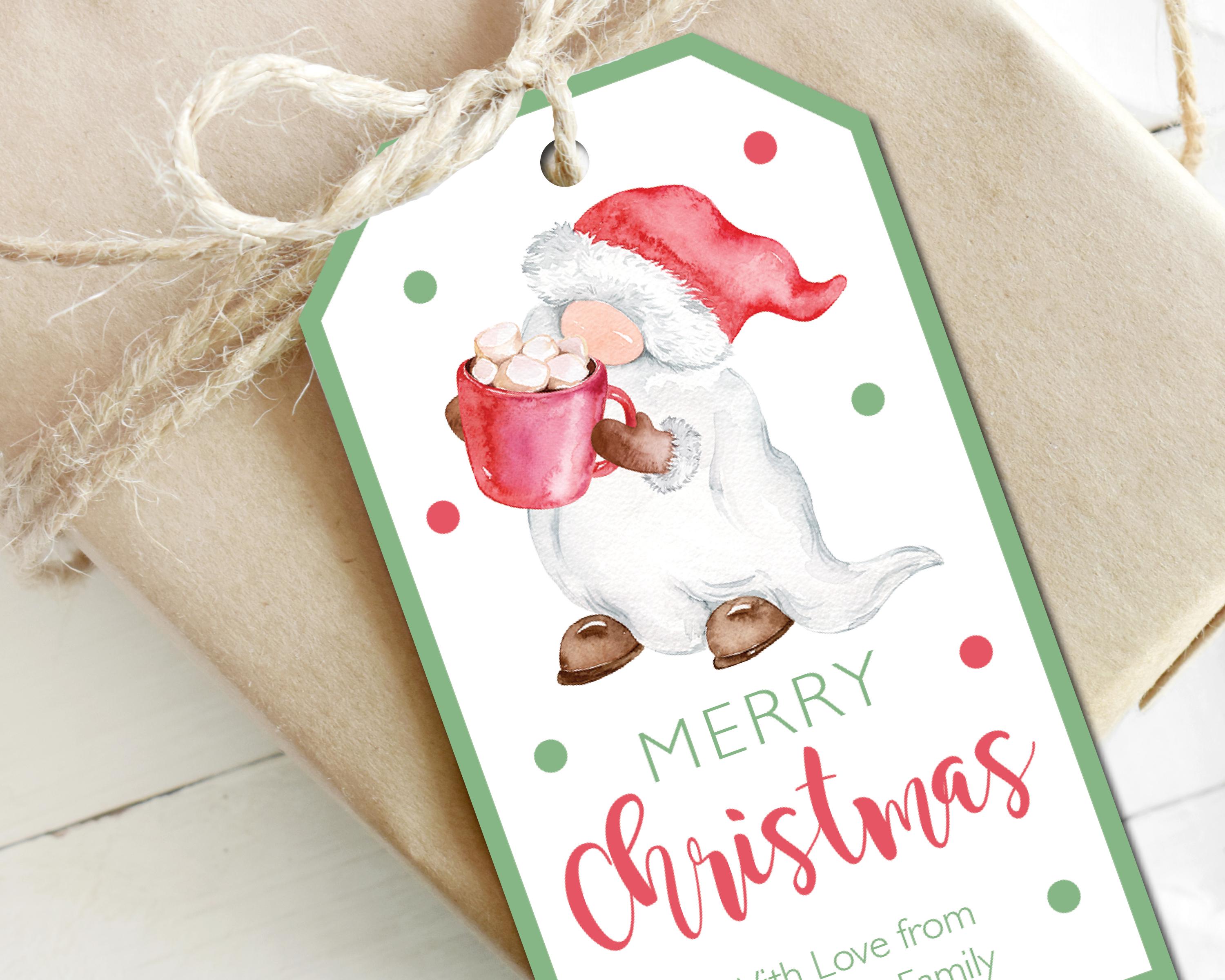 Christmas Gnomes Gift Tag | Printable Holiday Favor Label | DIGITAL ...