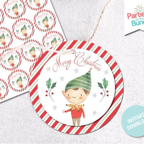 Printable Round Christmas Stickers - Etsy