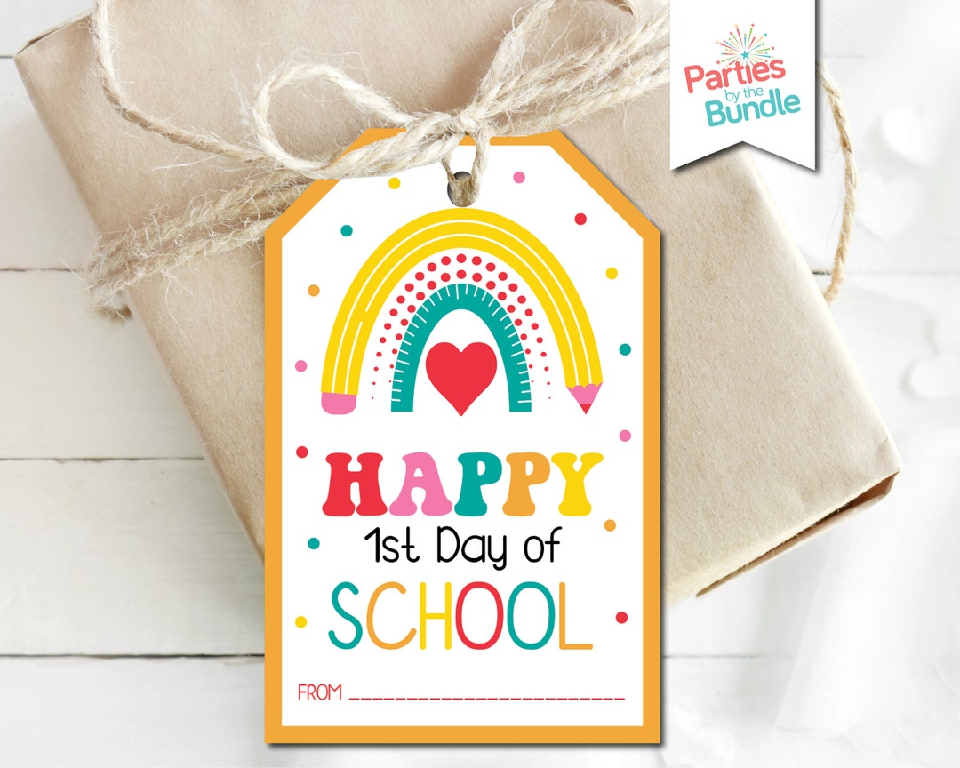Back to School Gift Tag: Happy First Day Printable (instant Download ...