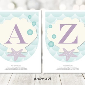Mermaid Baby Shower Decorations, Party Banner A-Z, Shower Bunting ...