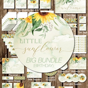 Sunflower Birthday Party Pack Kit, Sunflower Printables, Printable ...