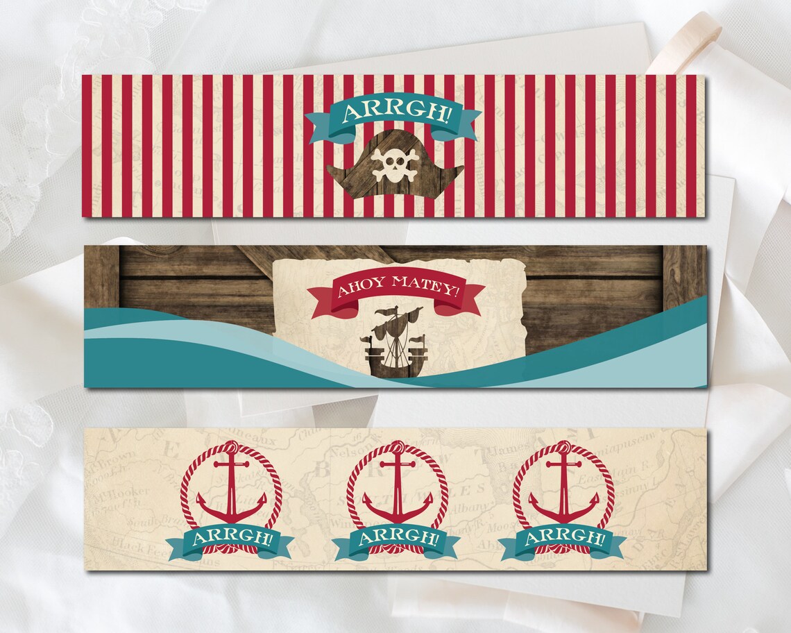 Water Bottle Labels, Pirate Water Bottle Labels, Drink Labels, Pirate ...